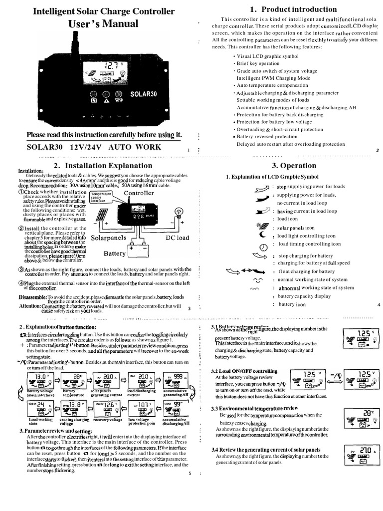 Solar 30 Manual | PDF | Power Supply | Solar Panel