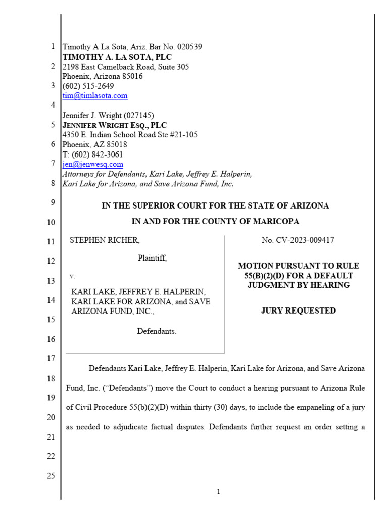 Motion for Default Judgment Hearing | PDF | Damages | Default Judgment