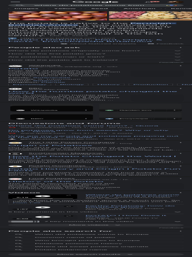 Potato Origin and History Facts | PDF | Potato | Peru