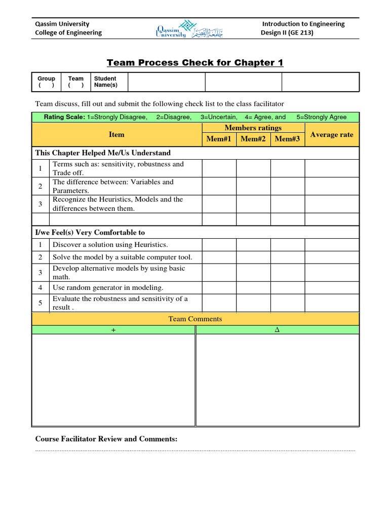 Team Process Check - CH 1 | PDF