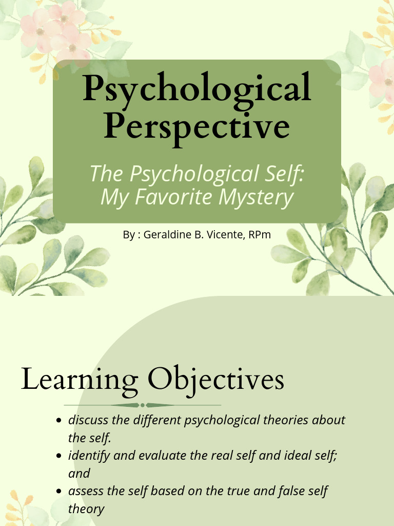 Understanding Psychological Self Theories | PDF | Self Esteem | Self ...