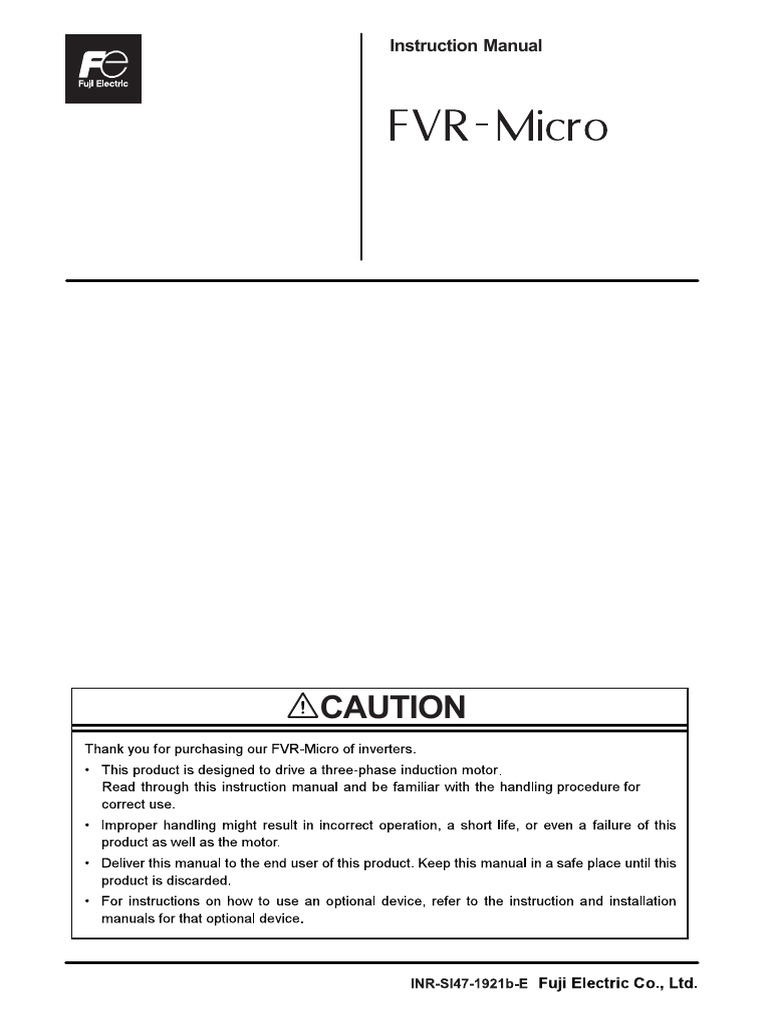 FVR Micro S2 IM INR-SI47-1921b-E - 20160914 | PDF | Power Inverter ...