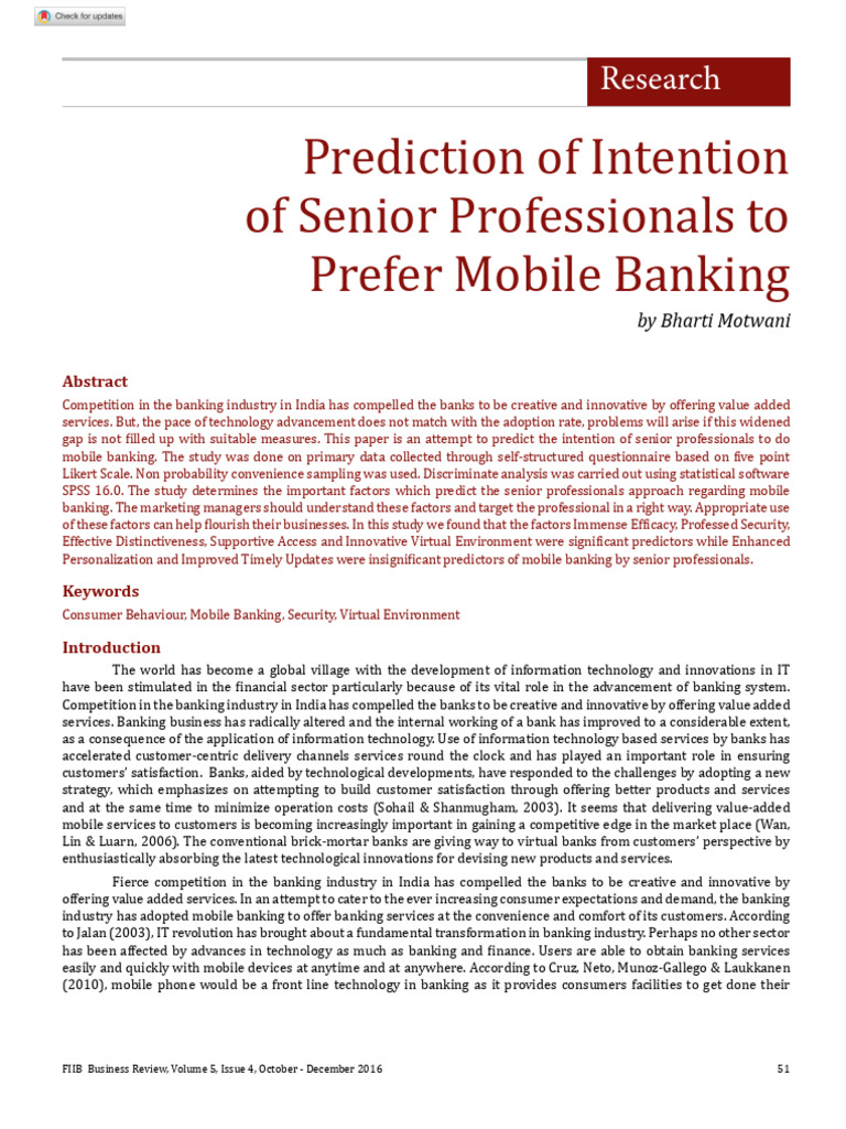 Prediction of Intention of Senior Professionals To Prefer Mobile ...