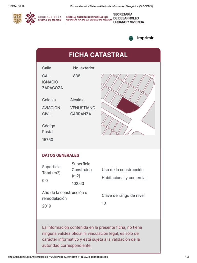 Ficha Catastral - Sistema Abierto de Información Geográfica (SIGCDMX ...