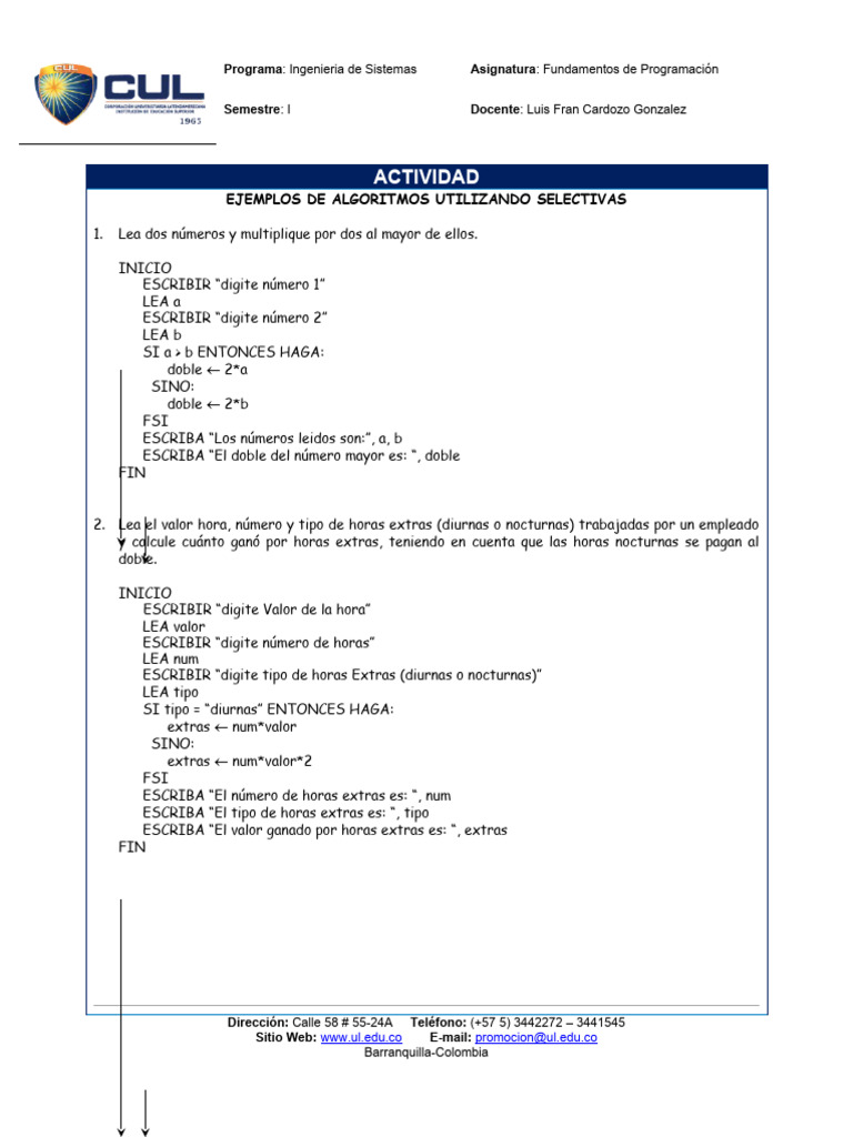 Ejemplos de Algoritmos en Programación | PDF