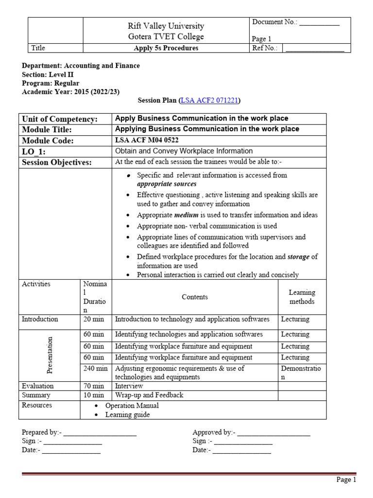 Business Communication Training Plan | PDF