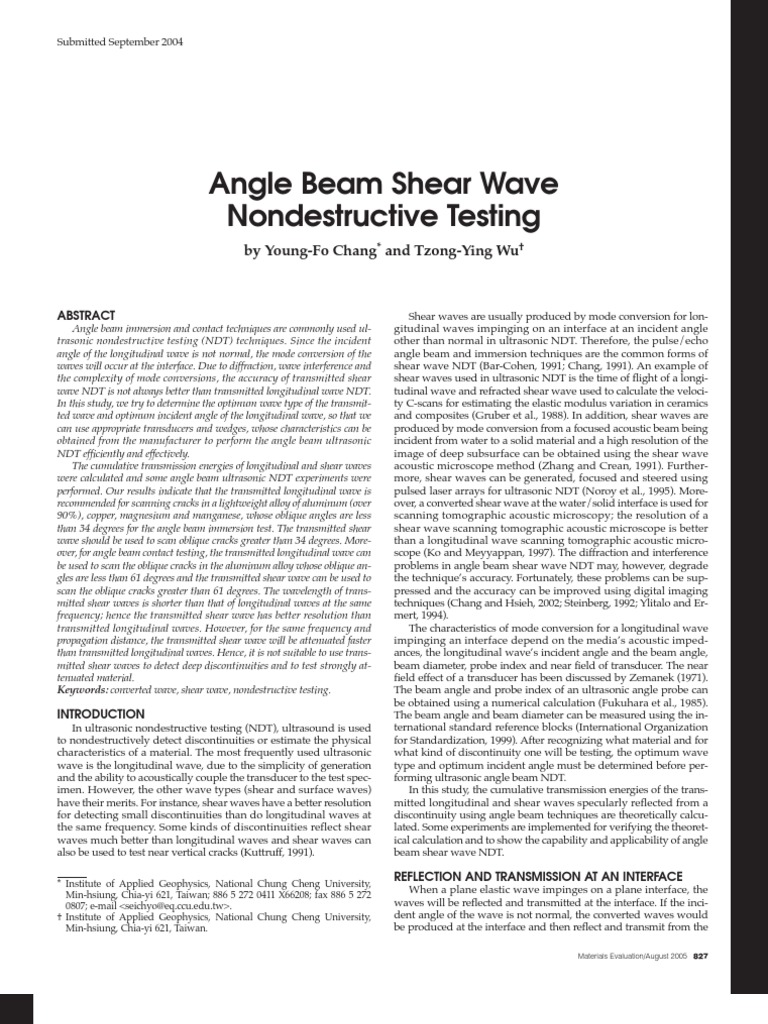 Angle Beam Shear Wave NDT | PDF | Medical Ultrasound | Waves