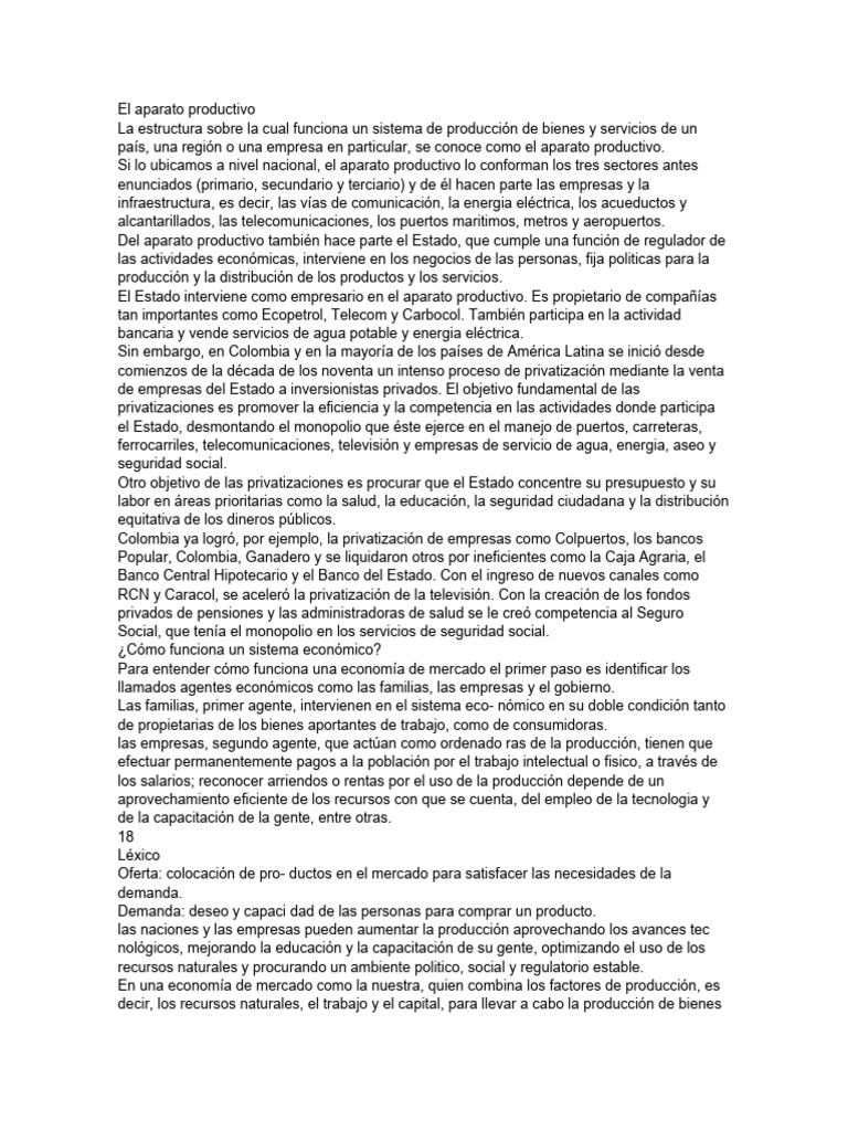 El Aparato Productivo 7894561230. | PDF | Consumo (economía) | Sistema ...