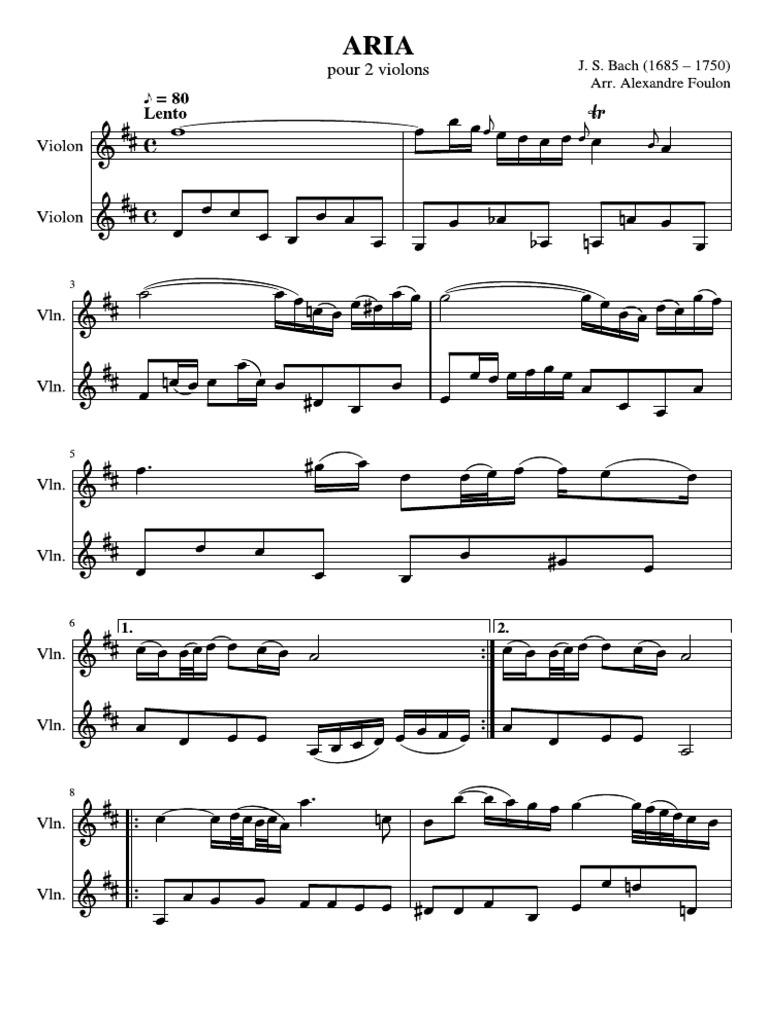 Aria Bach Pour 2 Violons | PDF