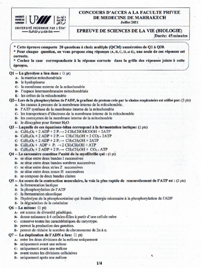 Concours Medecine 2021 - FR | PDF