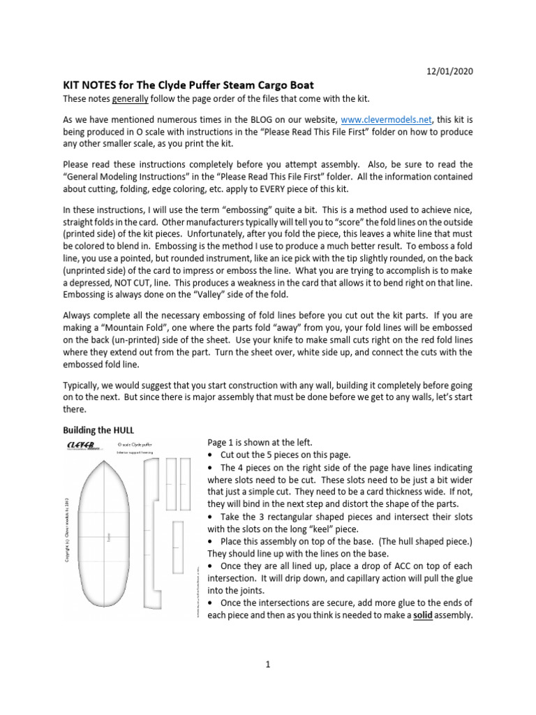 Kit Notes For Clyde Puffer Steam Cargo Boat | PDF | Deck (Ship) | Window