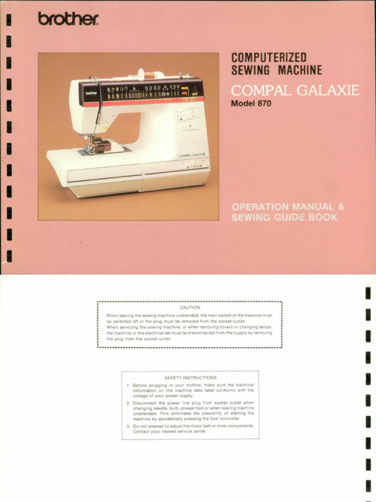 Brother Compal Galaxie 870 Sewing Machine Instruction Manual | PDF ...