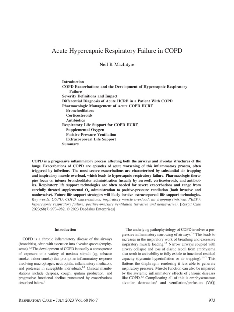 Acute Hypercapnic Respiratory Failure in COPD | PDF | Chronic ...