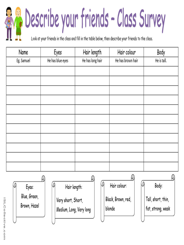 Describe Your Friends Activity Worksheet | PDF