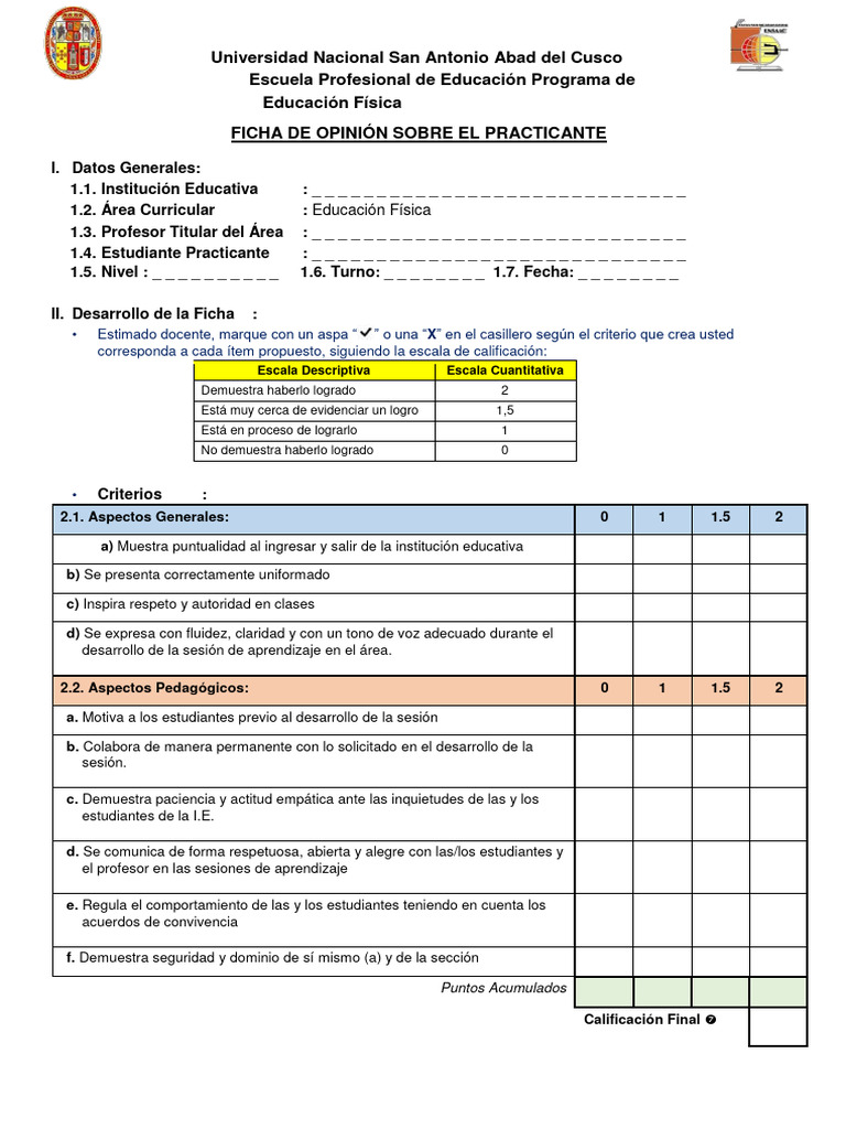 Ficha de Opinion Del Practicante | PDF | Aprendizaje | Modificación de comportamiento
