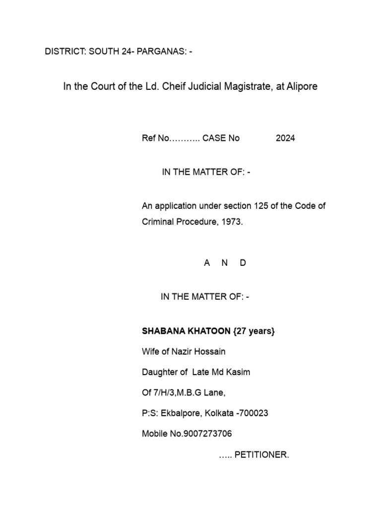 In The Court of The Ld. Cheif Judicial Magistrate, at Alipore ...