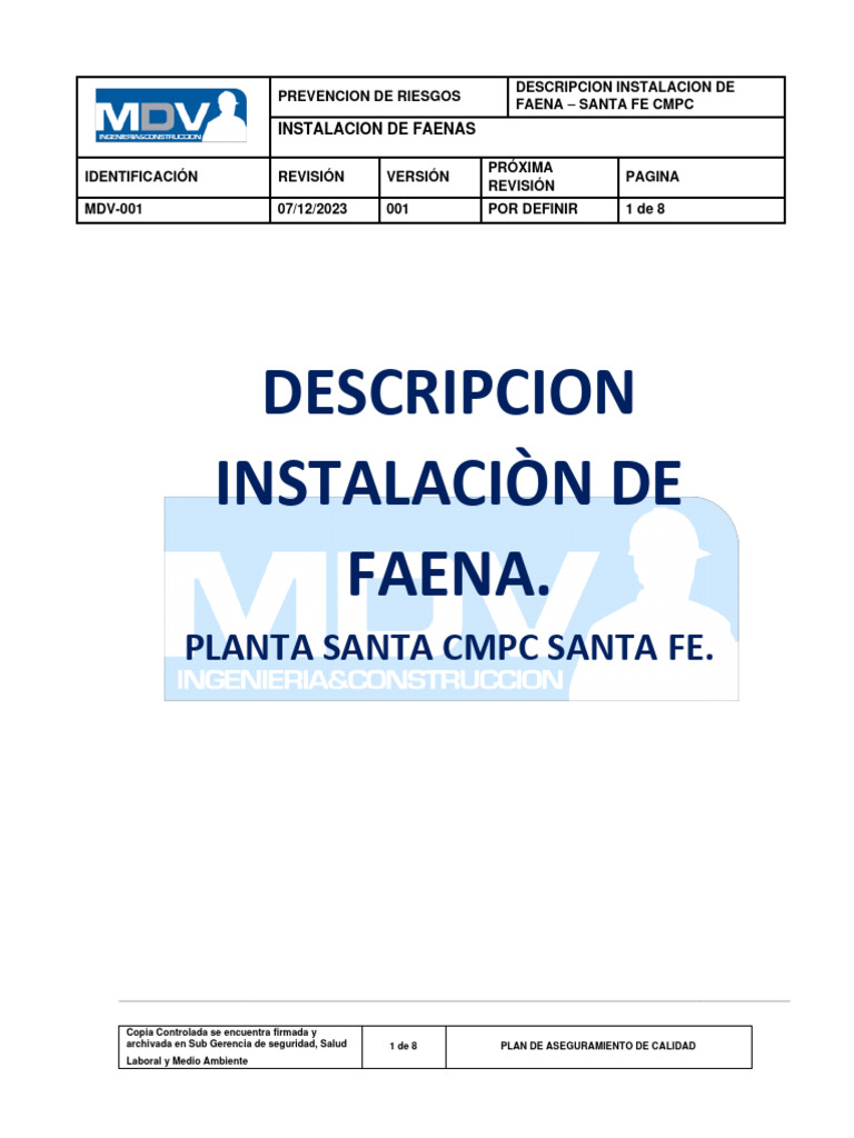 Descripcion Instalacion de Faena | PDF