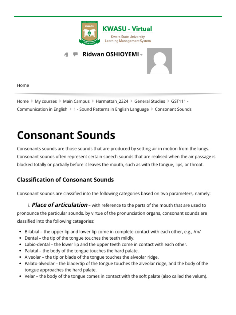 Consonant Sounds Phonology Pdf Phonetics Human Voice