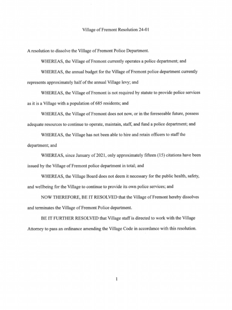 Resolution To Dissolve Police Department | PDF