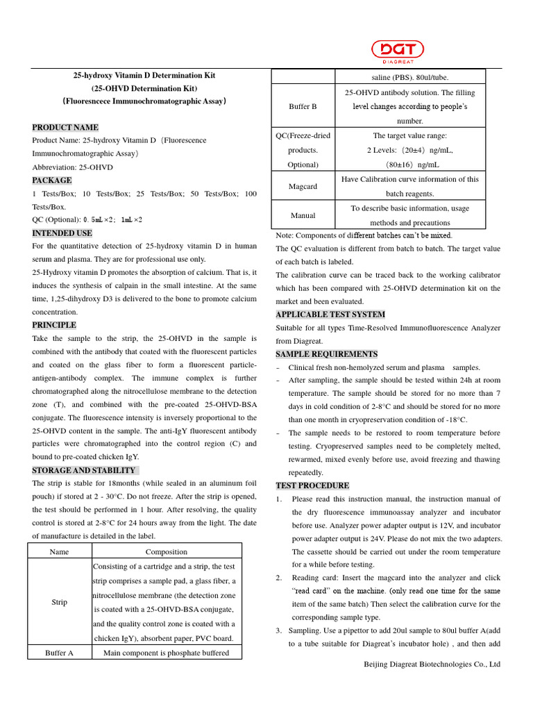 25-OHVD manual | PDF | Immunoassay | Vitamin D
