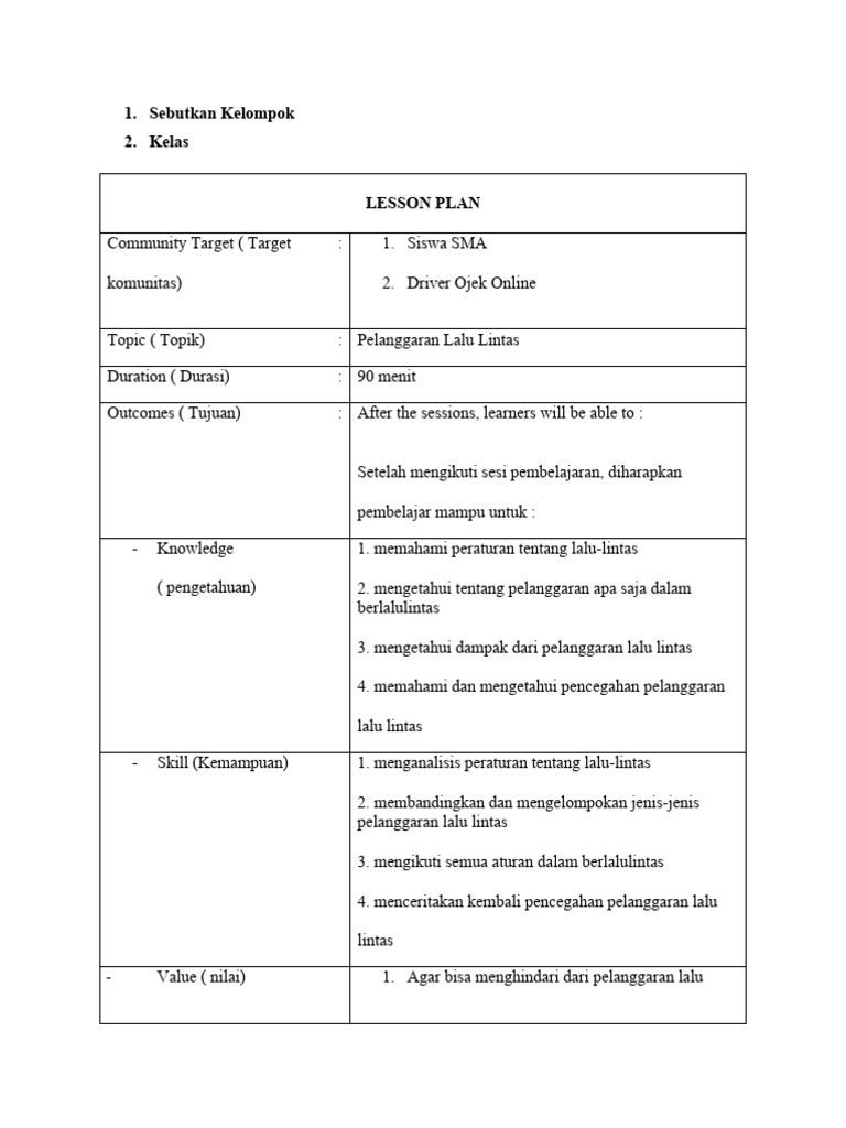 LESSON PLAN Template ZIA | PDF