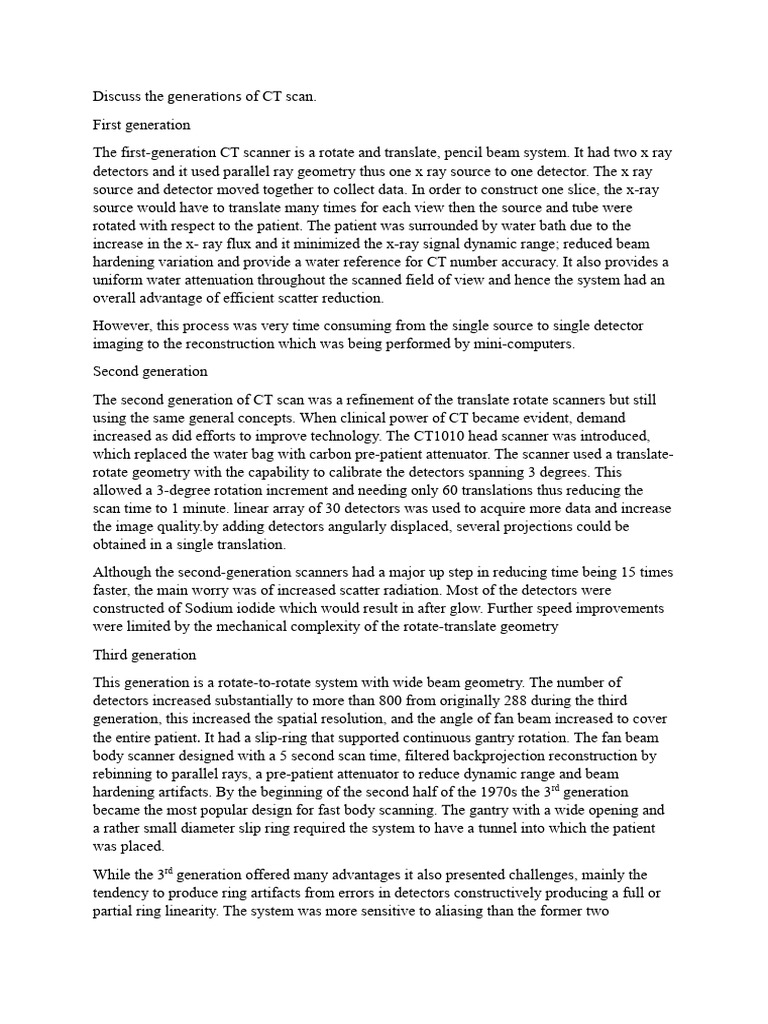 CT Generations | PDF | Ct Scan | X Ray