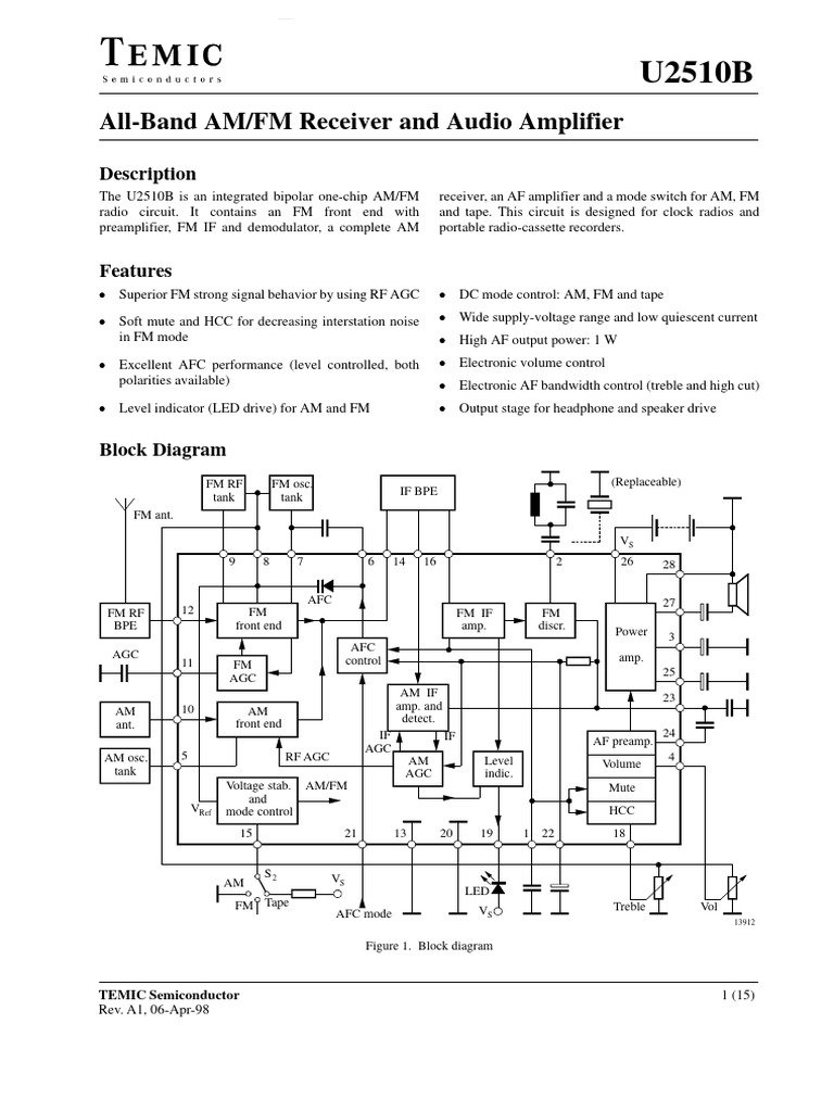 U2510B TEMICSemiconductors | PDF | Amplifier | Frequency Modulation