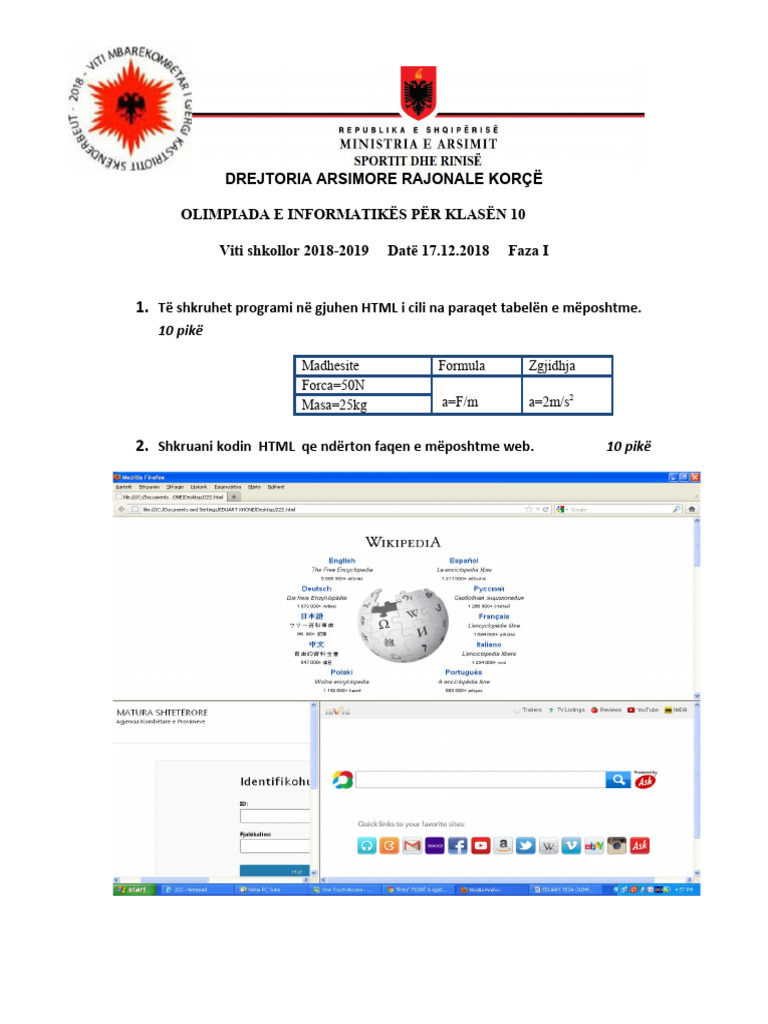 Olimpiada e Informatikës Për Klasen 10 | PDF