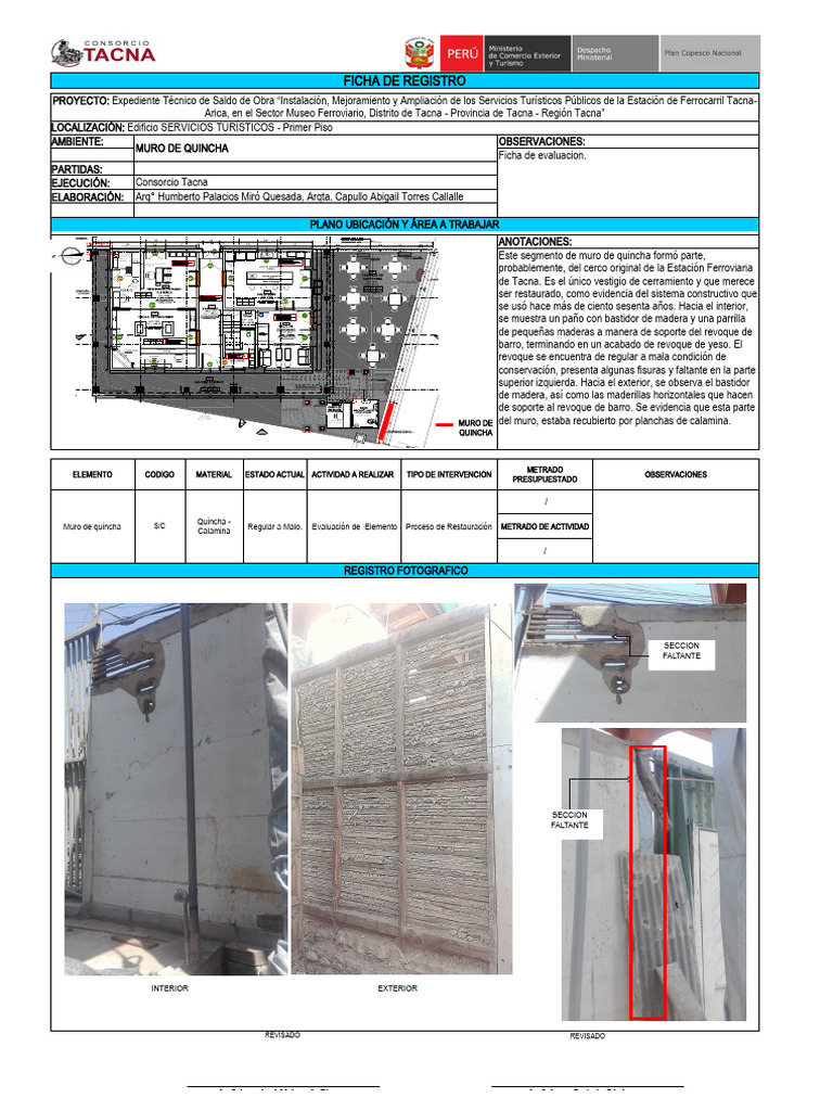 Evaluación y Restauración Muro Quincha Tacna | PDF | edificio ...