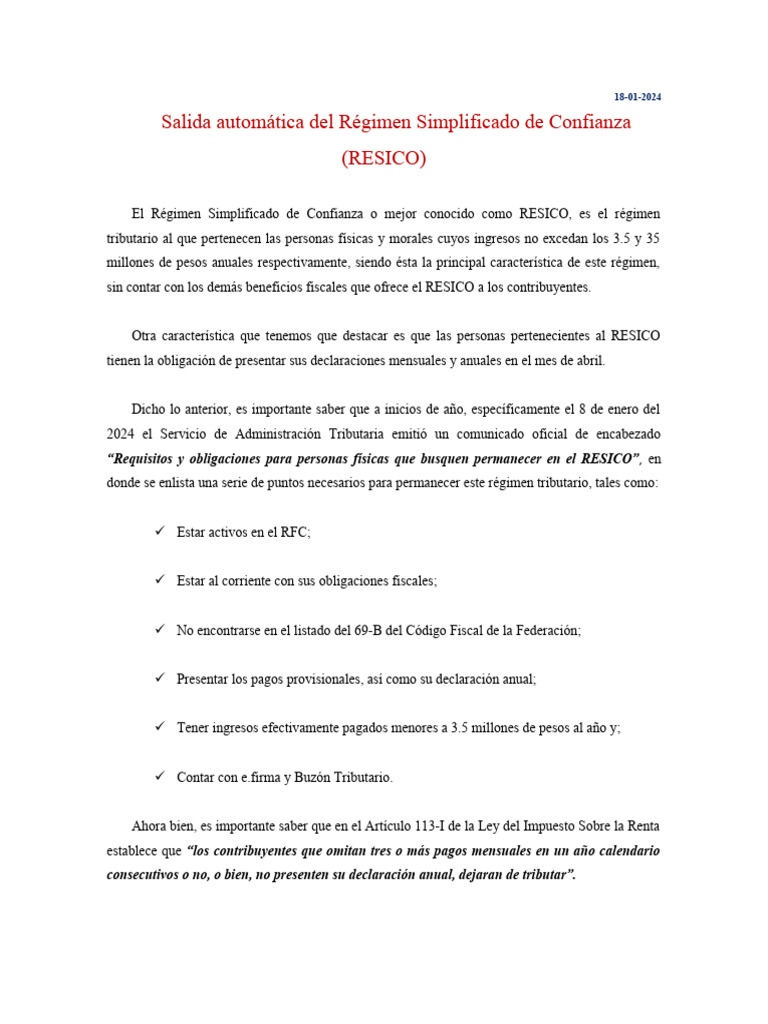 Salida Del RESICO | PDF | Impuestos | Gobierno