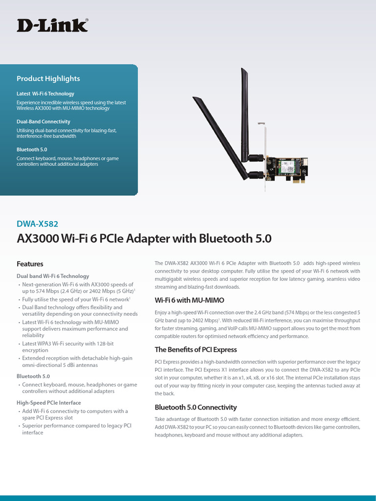 DWA-X582 Wi-Fi 6 Adapter Overview | PDF | Wi Fi | Ieee 802.11