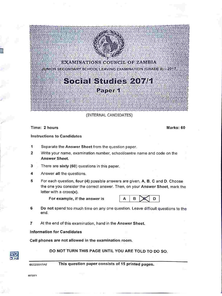 2017 Social Studies Paper 1 Past Paper | PDF