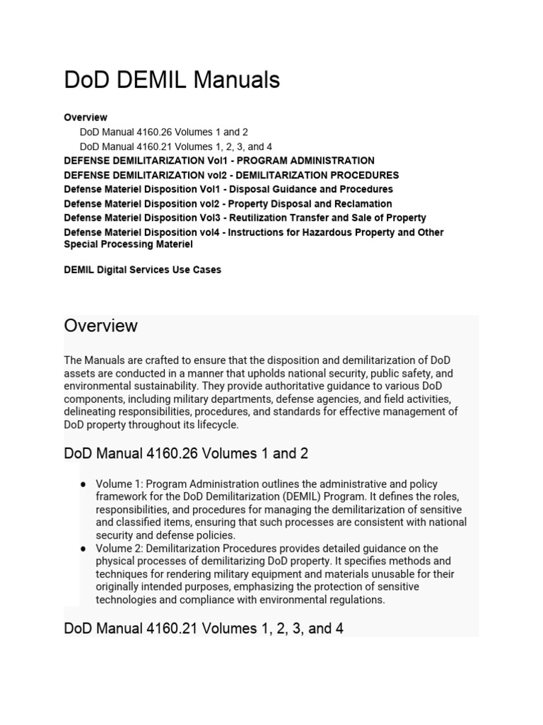 DoD DEMIL Manuals Abstract | PDF | Waste Management | Waste