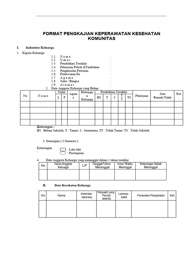 Format Pengkajian Komunitas | PDF