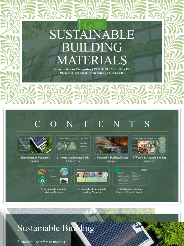 CENG100-Sustainable Building Material | PDF | Green Building | Sustainability