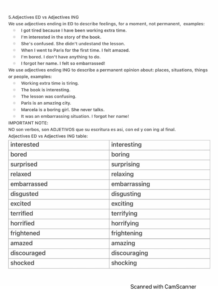 5.Adjectives ED vs Adjectives ING | PDF