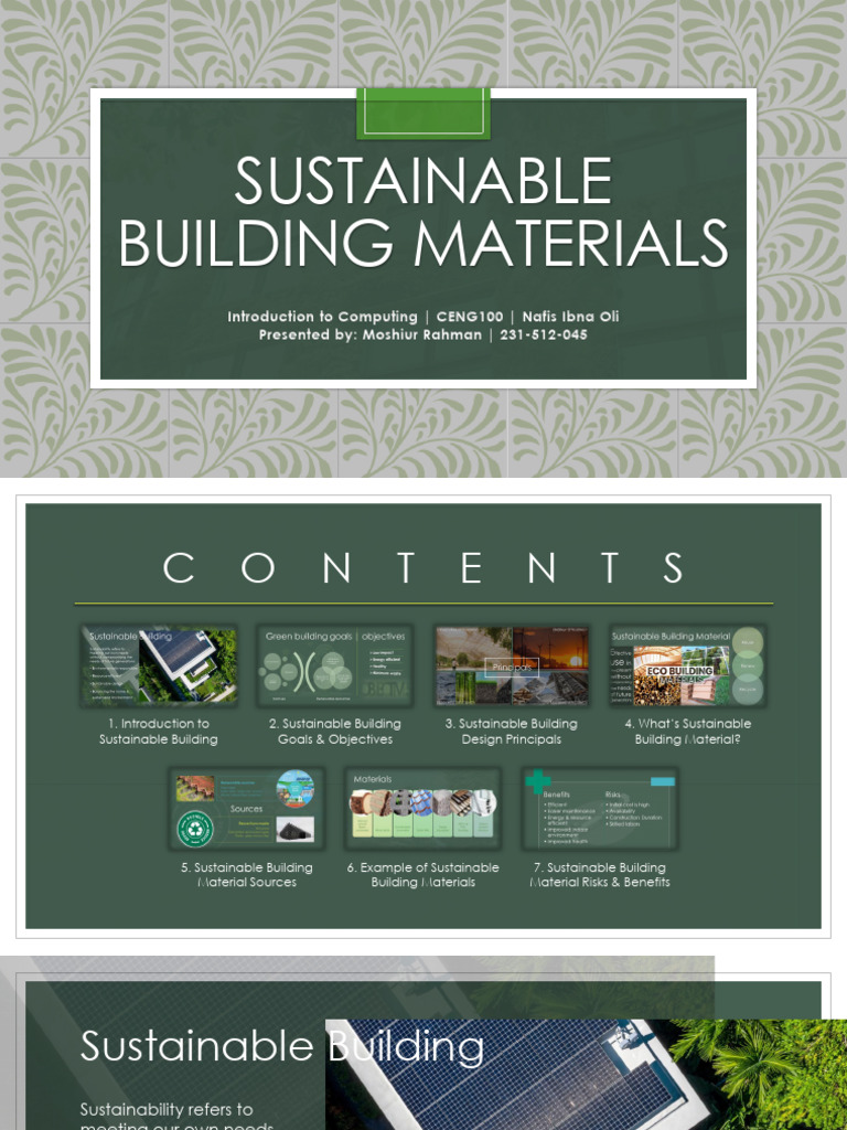 CENG100-Sustainable Building Material | PDF