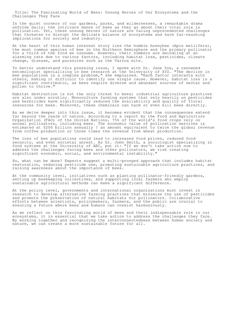 Saving Bees: A Call to Action | PDF | Honey Bee | Agriculture