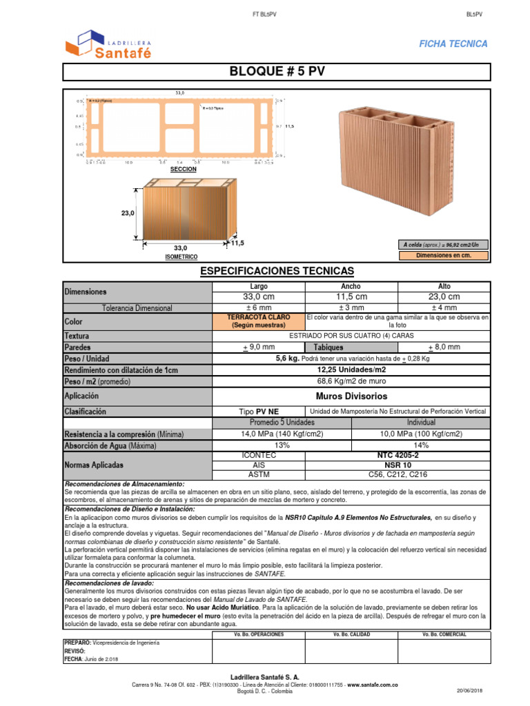 Especificaciones del Bloque #5 PV | PDF | Albañilería | Materiales de ...