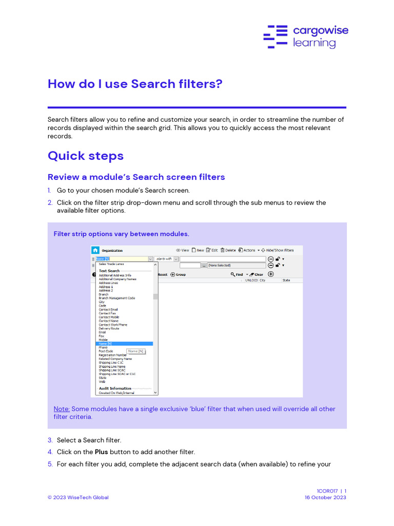 Search Filters Guide for Users | PDF | Menu (Computing) | Software
