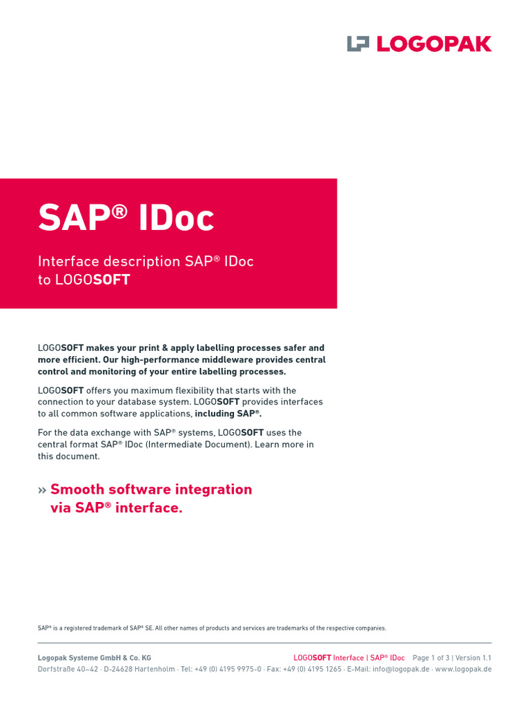 Factsheet Interface Idoc En V01 1 Pdf Computer Network File Transfer Protocol