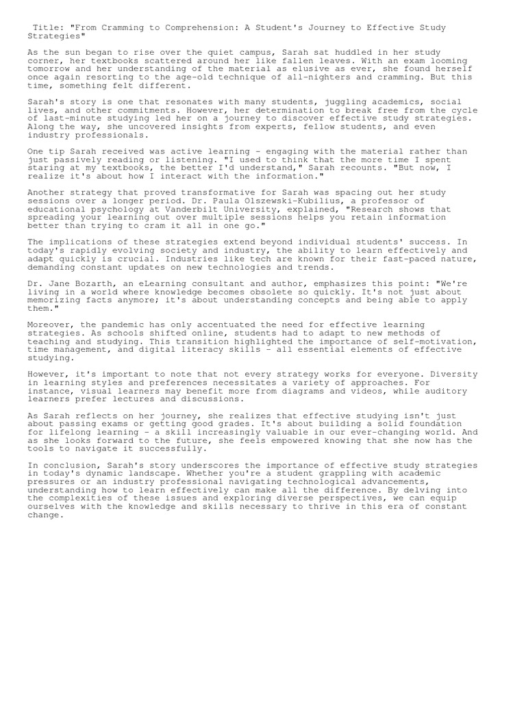 Effective Study Strategies For Students: Tips and Tricks | PDF