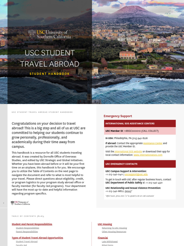 USC STA Student Handbook | PDF | Travel Visa | Baggage