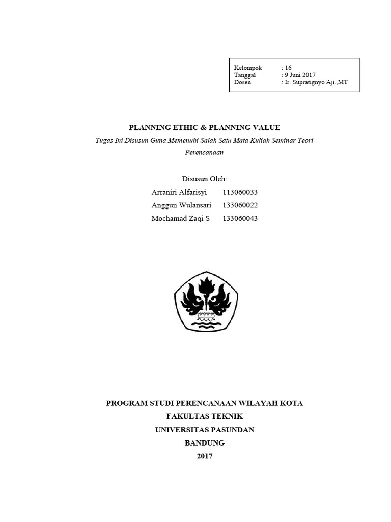 Revisi Planning Ethic & Planning Value FIX | PDF
