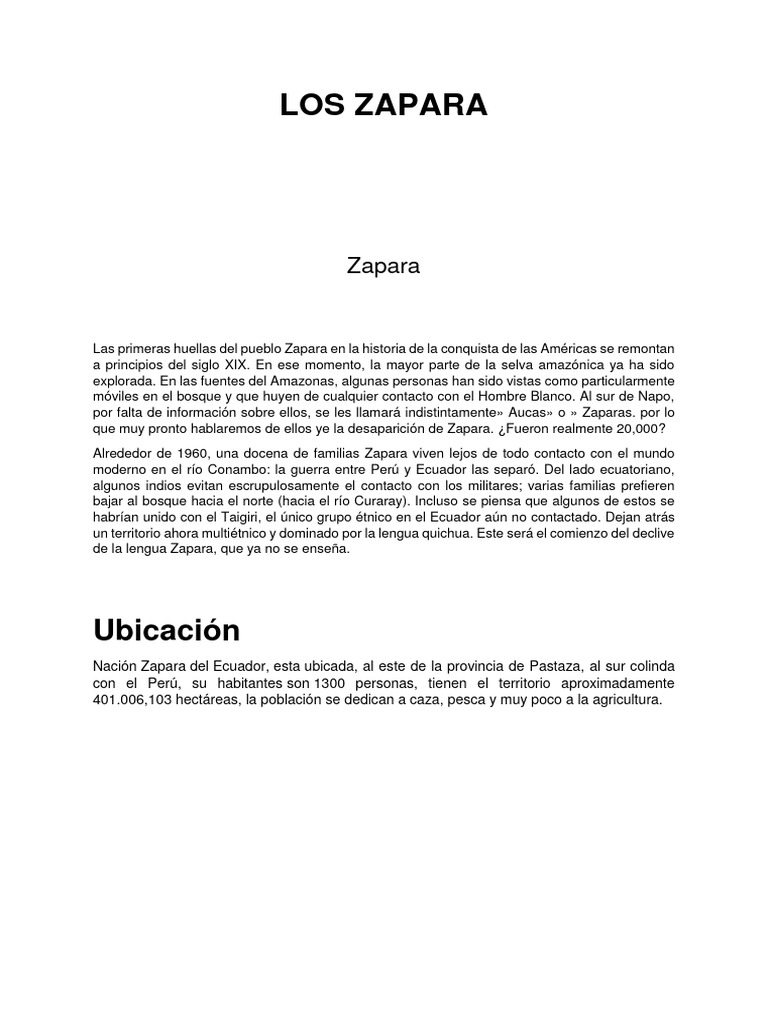 Historia y Cultura del Pueblo Zapara | PDF | Ecuador | Perú