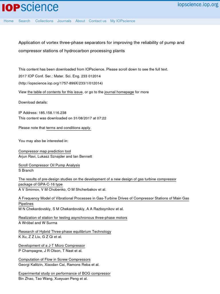 Application of Vortex Three-Phase Separators For I | PDF | Fluid ...