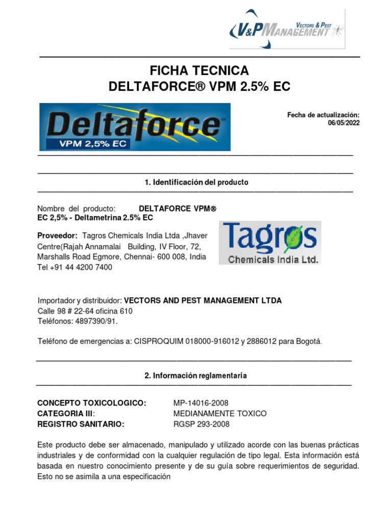 Ficha Tecnica Deltaforce Ec 2022 | PDF | Insecticida