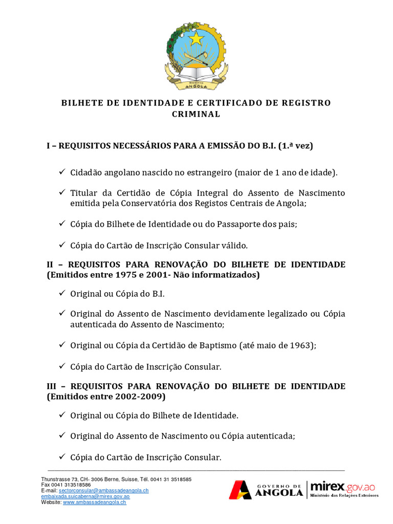 Bilhete de Identidade e Certificado de Registro Criminal1 | PDF