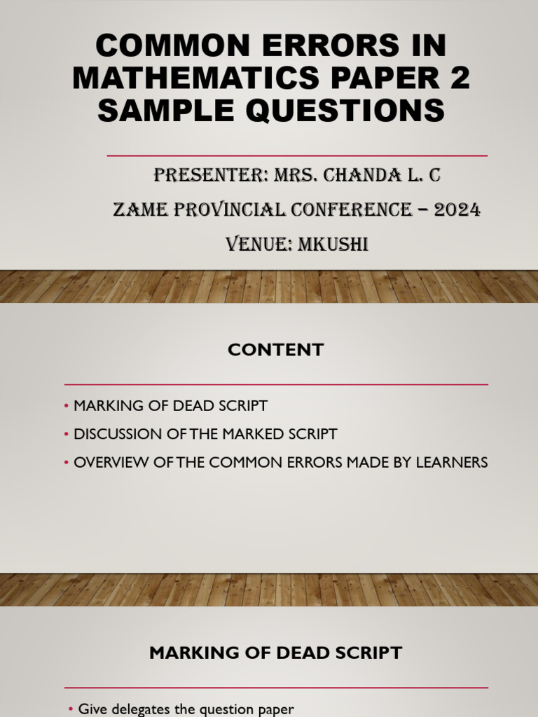 Common Errors in Mathematics Paper 2 - 031901 | PDF | Mathematics | Applied Mathematics