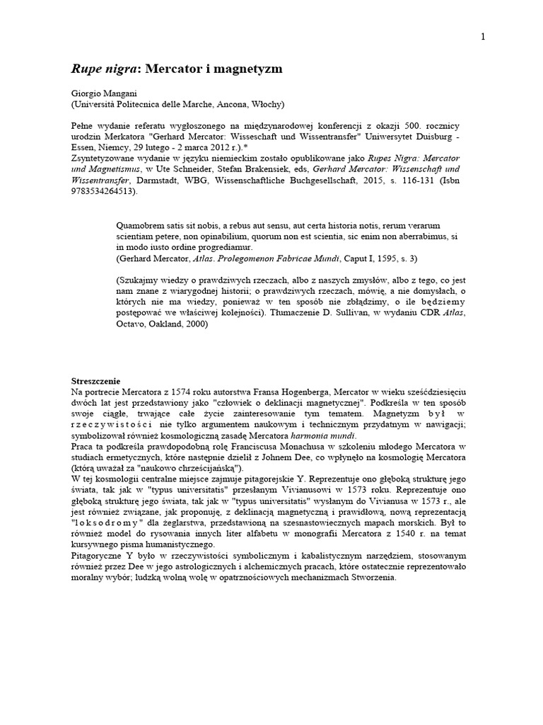 Rupes Nigra. Mercator and Magnetism PL | PDF